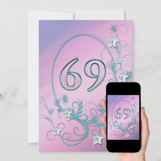 Birthday party invitation 69 years old | Zazzle