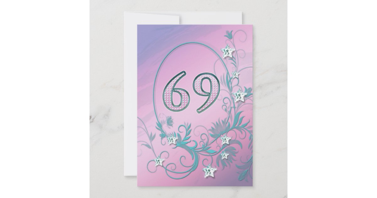 Birthday party invitation 69 years old | Zazzle