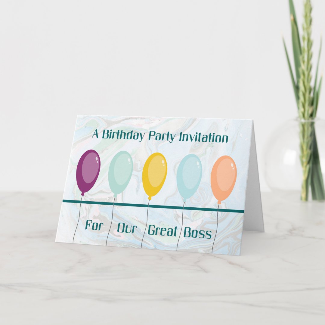 Birthday Party Invitation Card for Boss | Zazzle