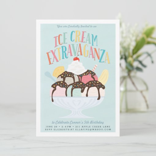 Birthday Party Invitation *Ice Cream Extravaganza* | Zazzle