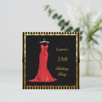 Birthday Party Invitation Red dress | Zazzle
