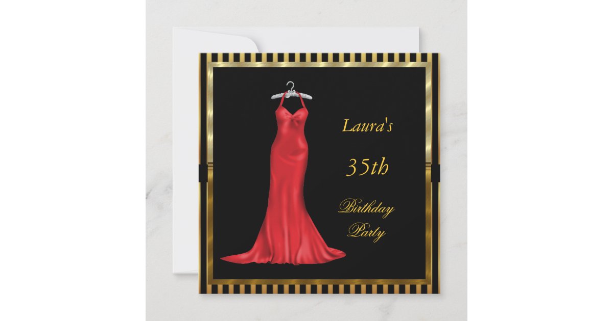 Birthday Party Invitation Red dress | Zazzle