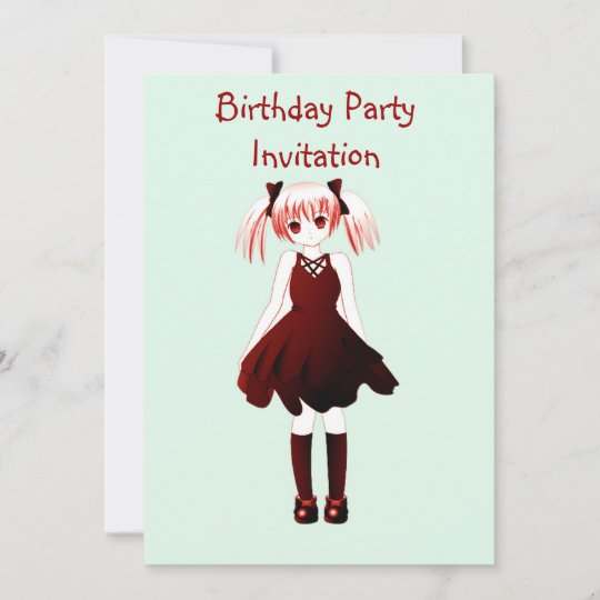 Birthday party invitation with anime girl | Zazzle.com