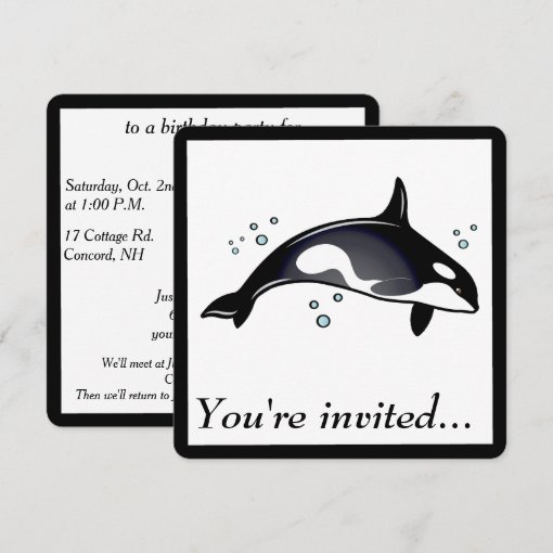 Birthday Party Invitation with Orca Whale | Zazzle