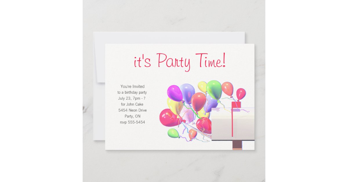 Birthday Party Invite Balloon Mail | Zazzle