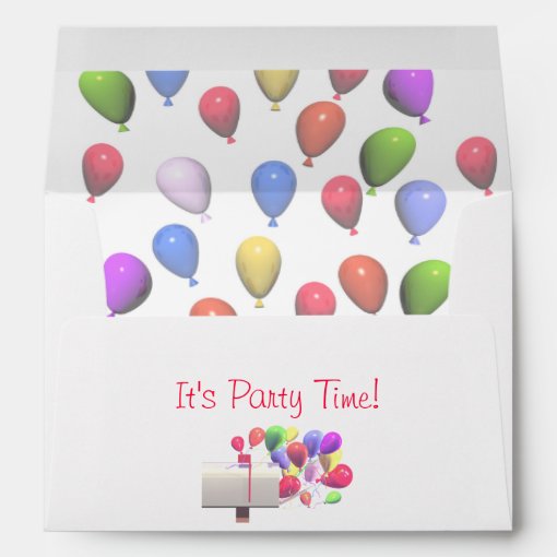Birthday Party Invite Balloon Mail - A7 Envelope | Zazzle
