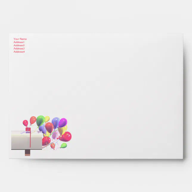 Birthday Party Invite Balloon Mail - A7 Envelope | Zazzle