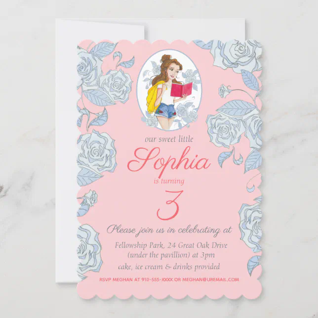 Birthday Party Invite, Modern Princess Belle Invitation | Zazzle