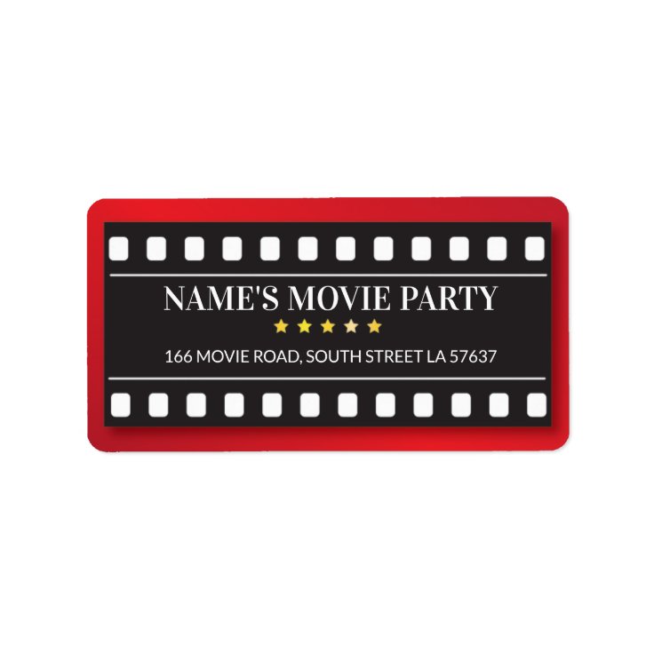 Birthday Party Movie Ticket Film Address Labels | Zazzle