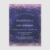 Birthday party navy blue pink invitation magnet | Zazzle