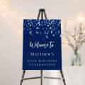 Birthday party navy blue welcome foam board | Zazzle