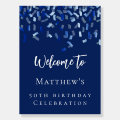 Birthday party navy blue welcome foam board | Zazzle