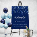 Birthday party navy blue welcome foam board | Zazzle