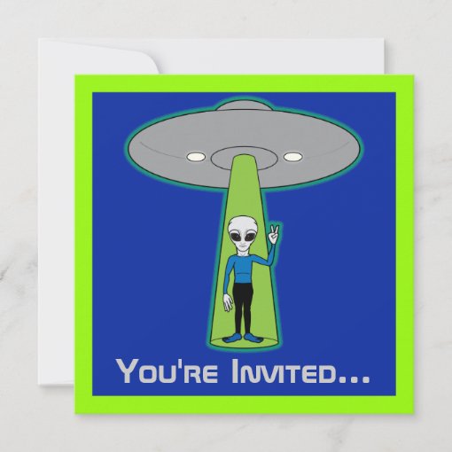 Birthday Party Outer Space with Friendly Alien Invitation | Zazzle