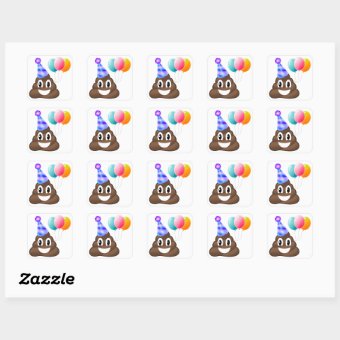 Birthday Party Poop Emoji Sticker | Zazzle
