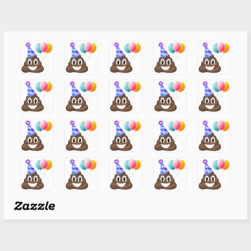 Birthday Party Poop Emoji Sticker | Zazzle