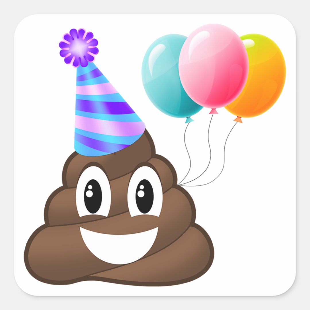 Birthday Party Poop Emoji Sticker | Zazzle