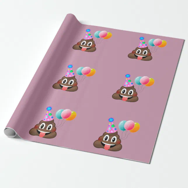 Birthday Party Poop Wrapping Paper (pink) | Zazzle