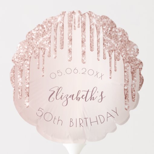 Birthday party rose gold glitter blush pink balloon | Zazzle
