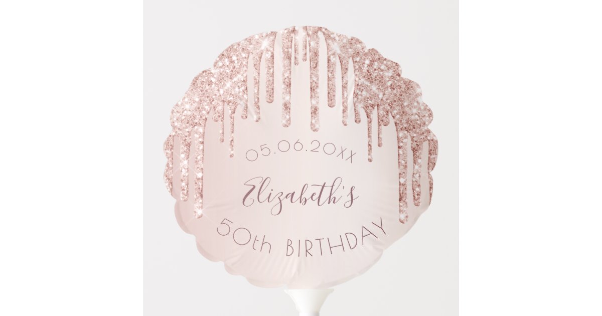 Birthday party rose gold glitter blush pink balloon | Zazzle