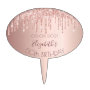 Birthday party rose gold glitter drips glam cake topper | Zazzle