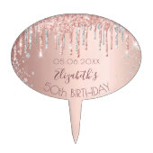 Birthday party rose gold glitter silver monogram cake topper | Zazzle
