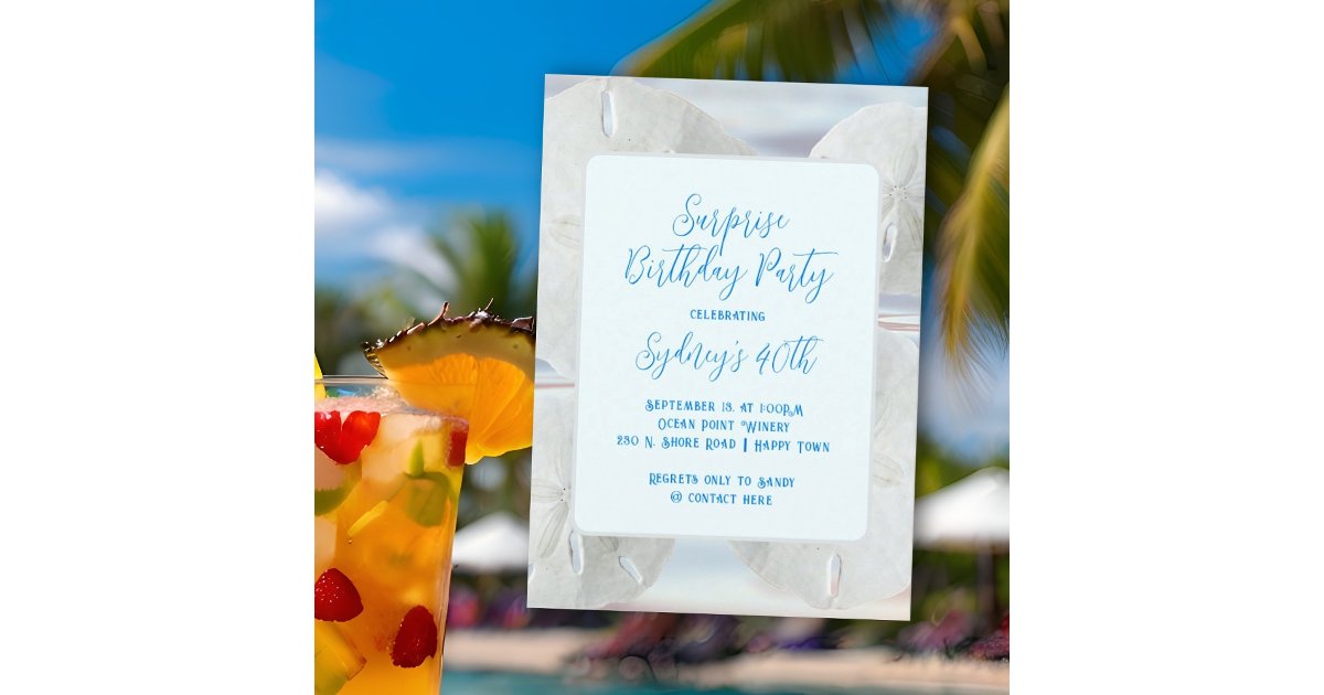 Birthday Party Sand Dollars Invitation | Zazzle