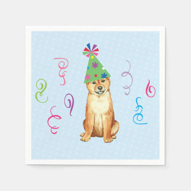 Birthday Party Shiba Inu Napkins | Zazzle