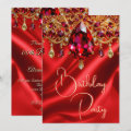 Birthday Party Silk Ruby Red jewel Gem Invitation | Zazzle