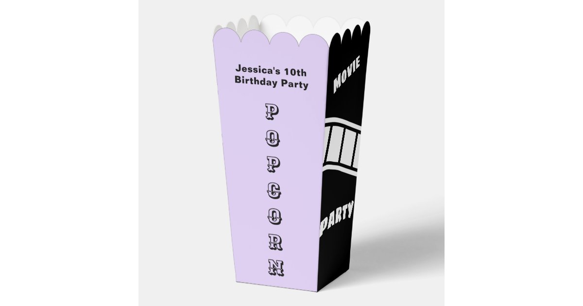 Birthday Party Snack Movie Night Stylish Popcorn Favor Boxes | Zazzle