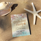 Birthday Party Summer Beach Starfish Sea shells Invitation | Zazzle