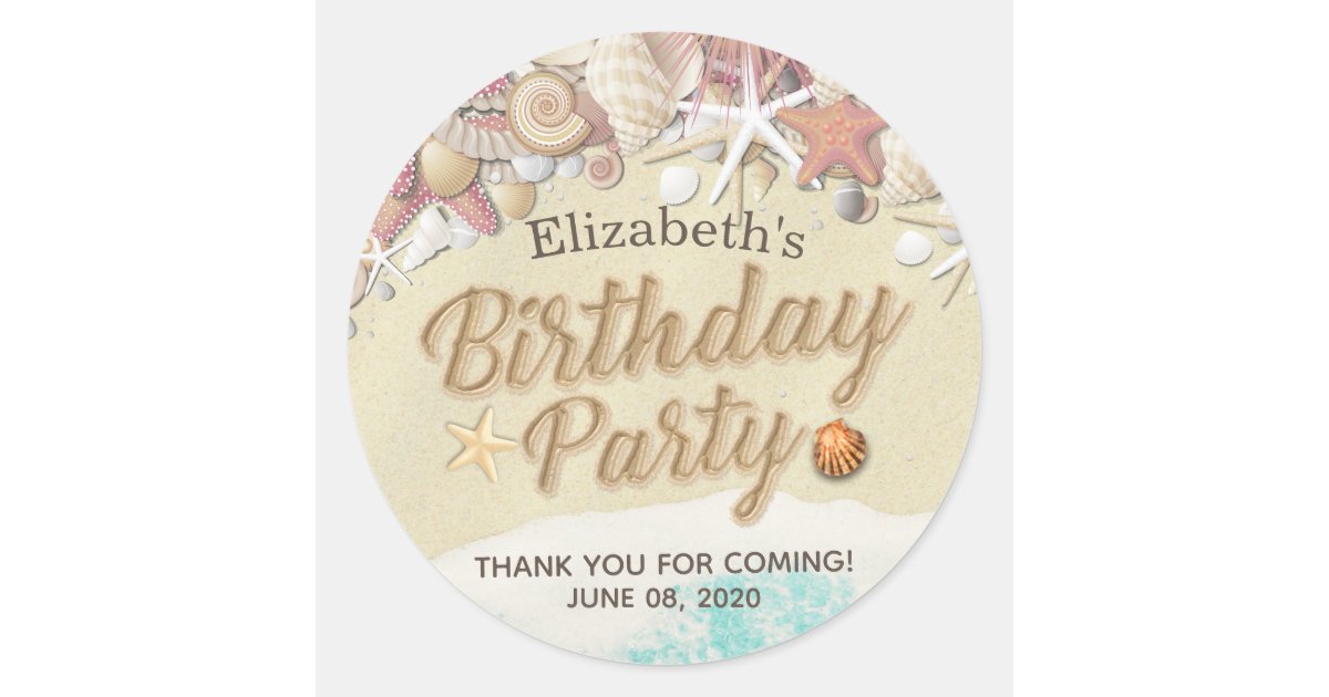 Birthday Party Thank You Summer Beach Starfish Sea Classic Round ...