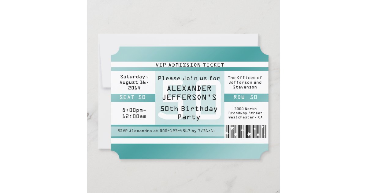 Birthday Party Ticket Shaped Invitations | Zazzle