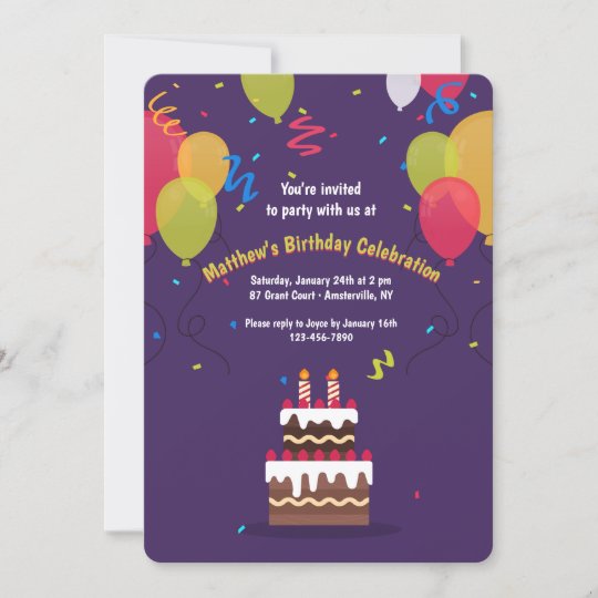 Birthday Party Time Invitation | Zazzle.com
