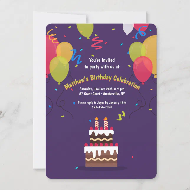 Birthday Party Time Invitation | Zazzle