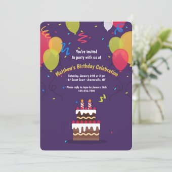 Birthday Party Time Invitation | Zazzle
