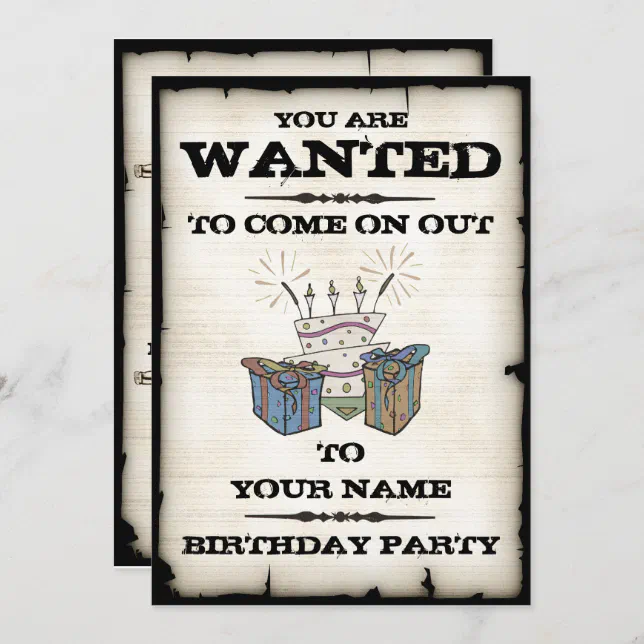 Birthday Party Wanted Invitations | Zazzle