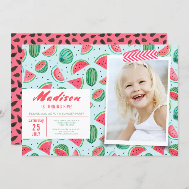 Birthday Party | Watermelon Fruit | Invitations | Zazzle