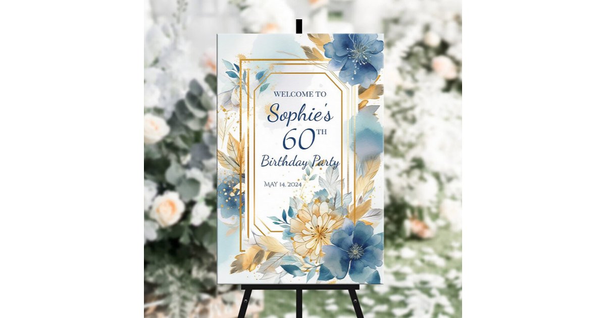 Birthday party welcome sign with flowers | Zazzle