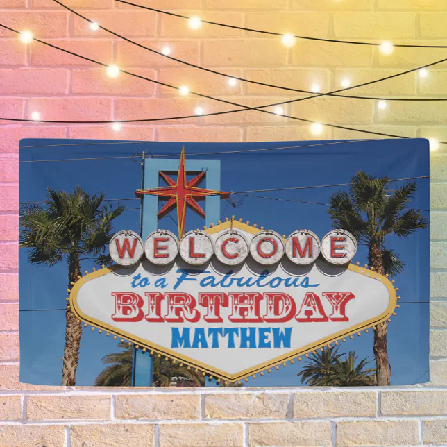 Birthday party Welcome to Vegas sign with name | Zazzle