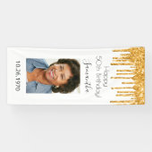 Birthday party white gold photo glitter glam banner | Zazzle