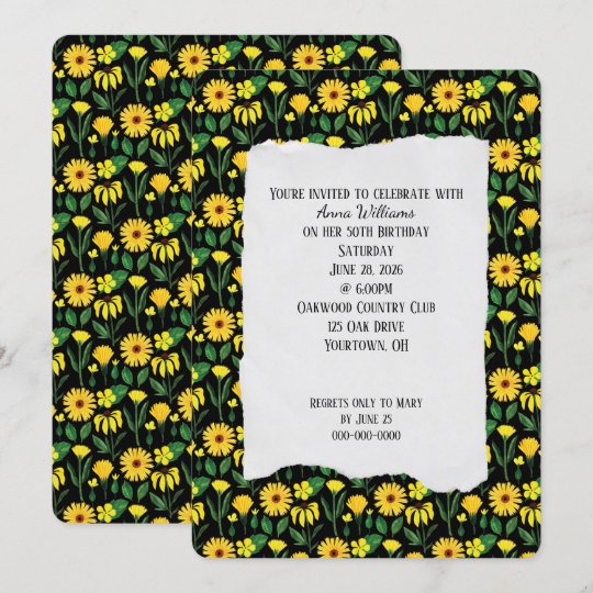 Birthday Party yellow daisy Invitation | Zazzle.com