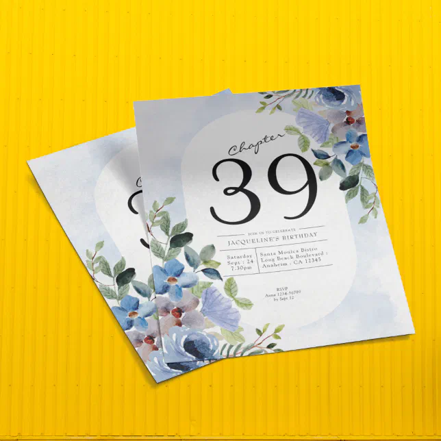 Birthday Pastel Blue Floral Invitation Flyer | Zazzle