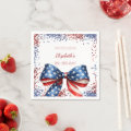 Birthday patriotic USA red white blue flag bow Napkins | Zazzle