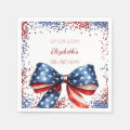 Birthday patriotic USA red white blue flag bow Napkins | Zazzle
