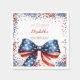 Birthday patriotic USA red white blue flag bow Napkins | Zazzle