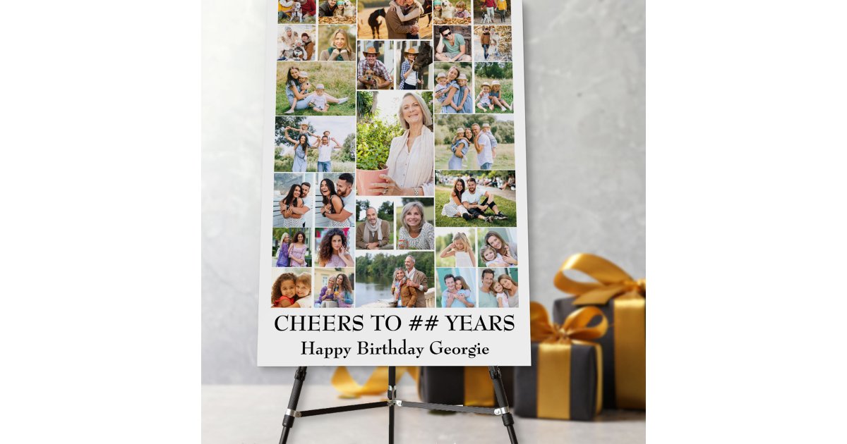 Birthday Photo Collage 31 Picture Welcome Foam Board | Zazzle