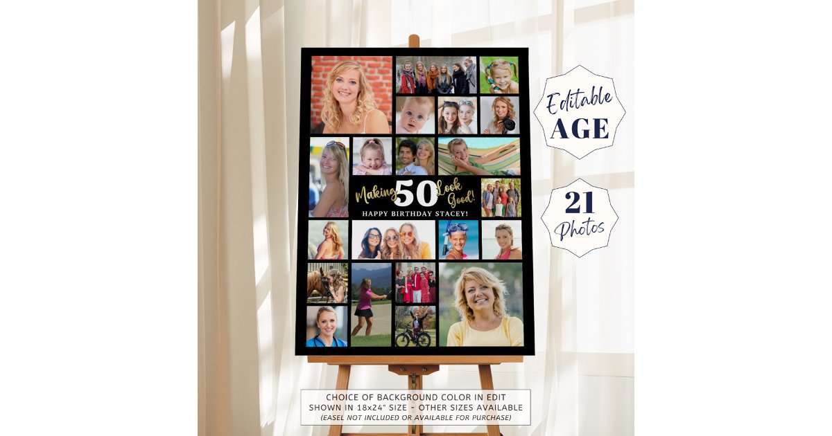 Birthday Photo Collage Making AGE Look Good 21 Pic Foam Board | Zazzle
