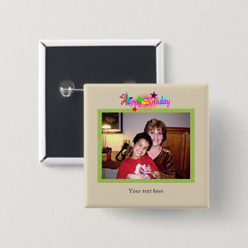 Birthday photo template button | Zazzle