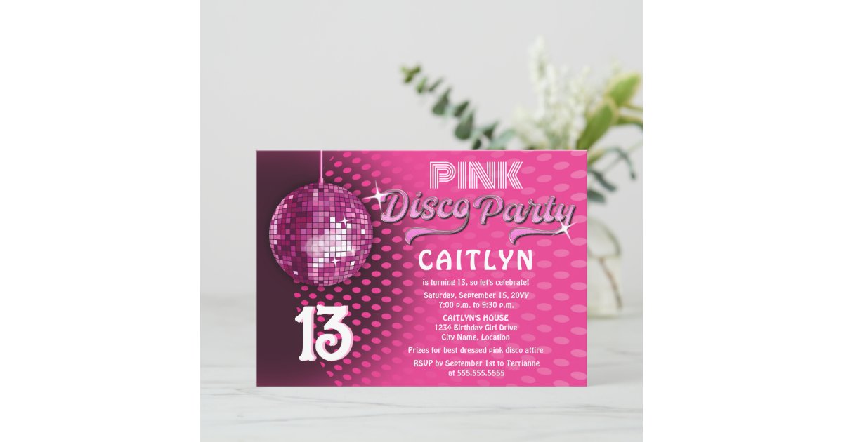 Birthday Pink Disco Party Invitation | Zazzle